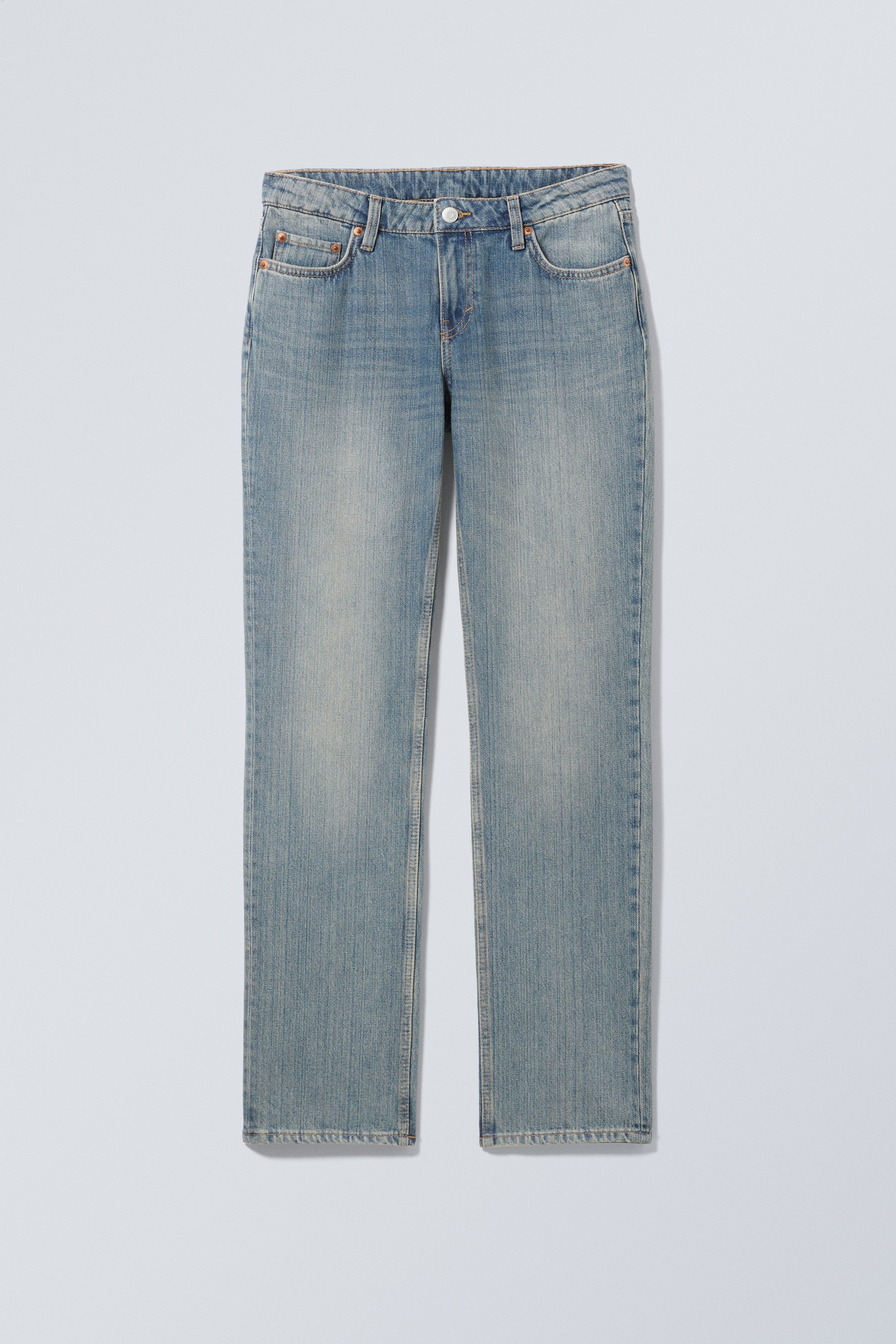 nail low rise slim straight jeans - Trove Blue - Medium Blue | Weekday WW
