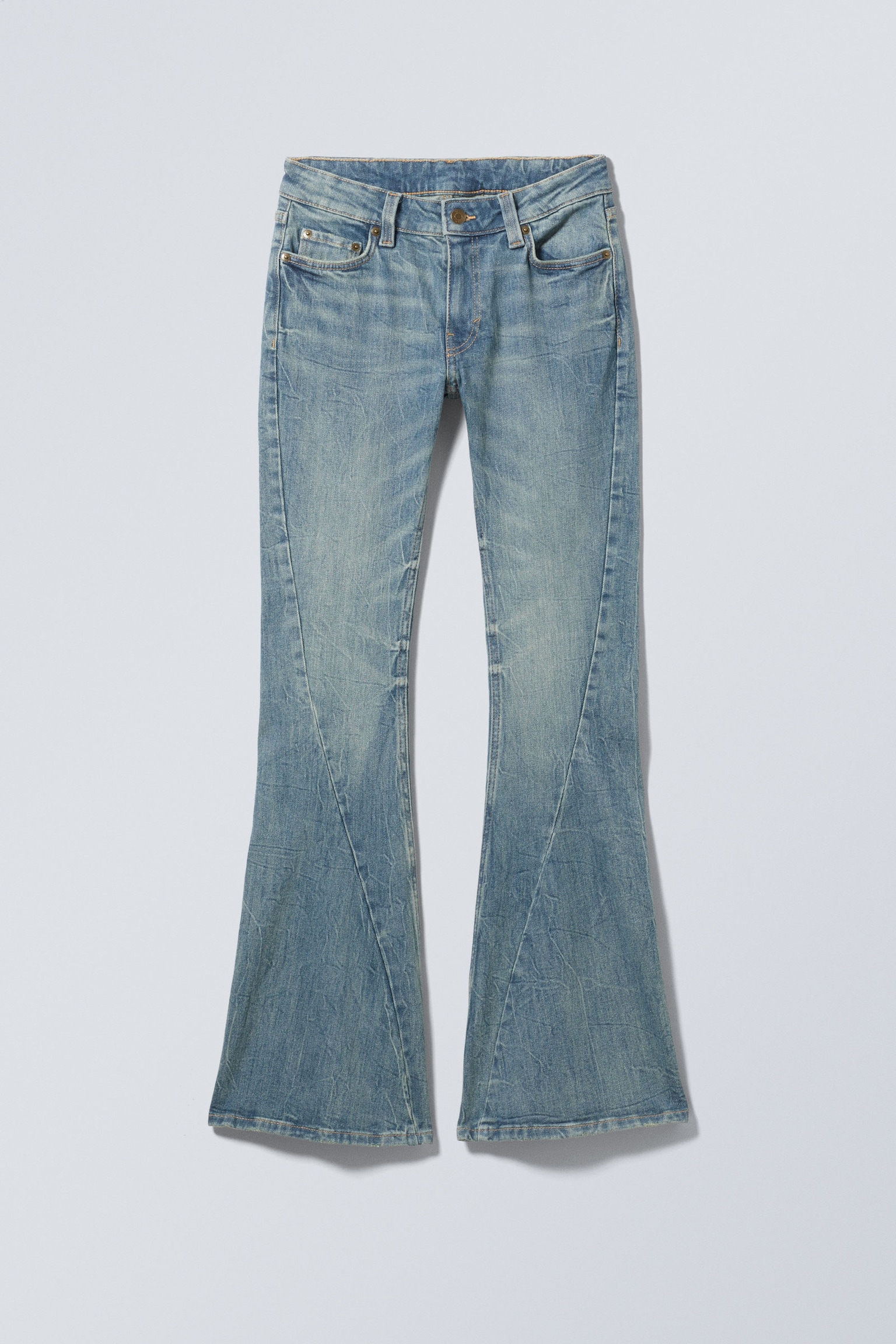 flame low waist slim flared leg twist jeans - Turquoise Dust ...