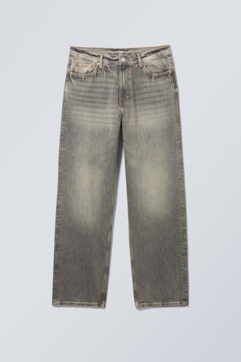 galaxy mid rise loose straight leg jeans - Canyon Grey - Medium Grey ...