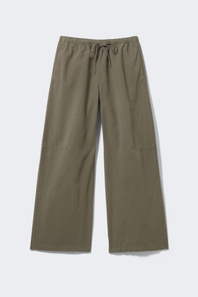 loose fit washed ripstop trousers - Khaki Green | Weekday WW
