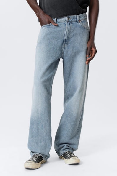 galaxy loose straight leg jeans - Blue Fade - Medium Blue | Weekday WW