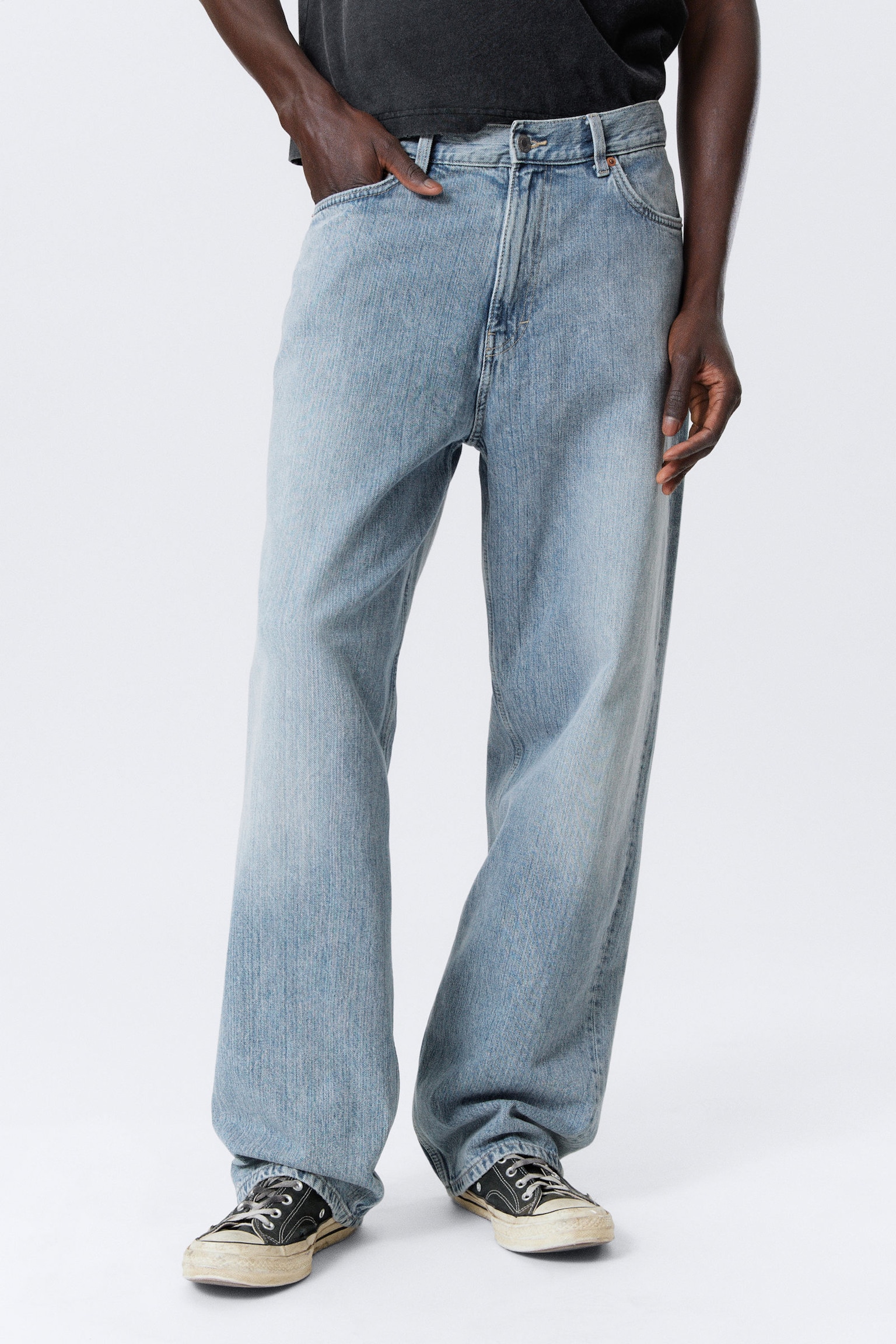 galaxy loose straight leg jeans - Blue Fade - Medium Blue | Weekday WW
