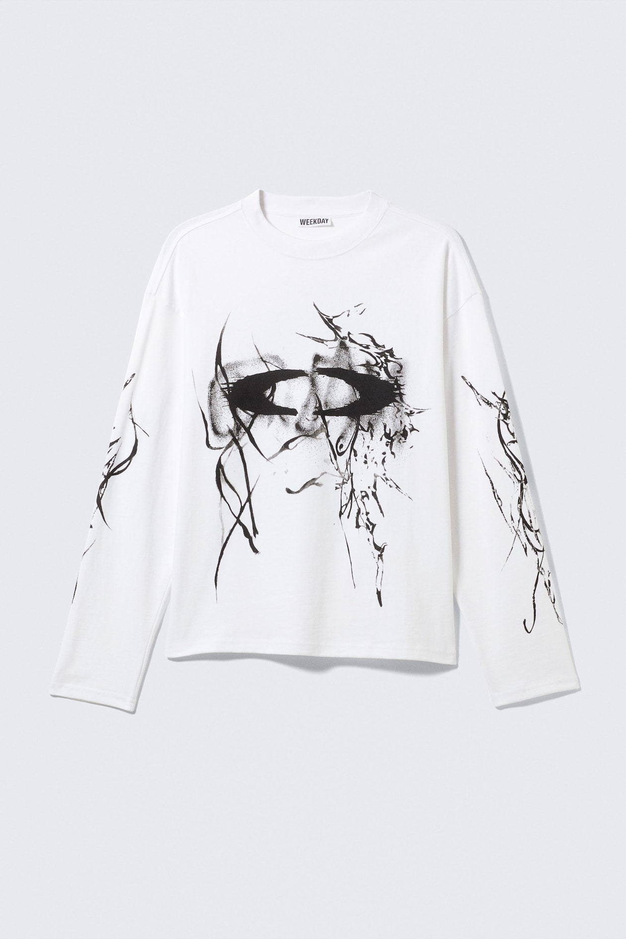 great boxy graphic long sleeve t-shirt - White - Big Mess | Weekday WW