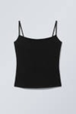 slim fitted cotton singlet - Black | Weekday GB