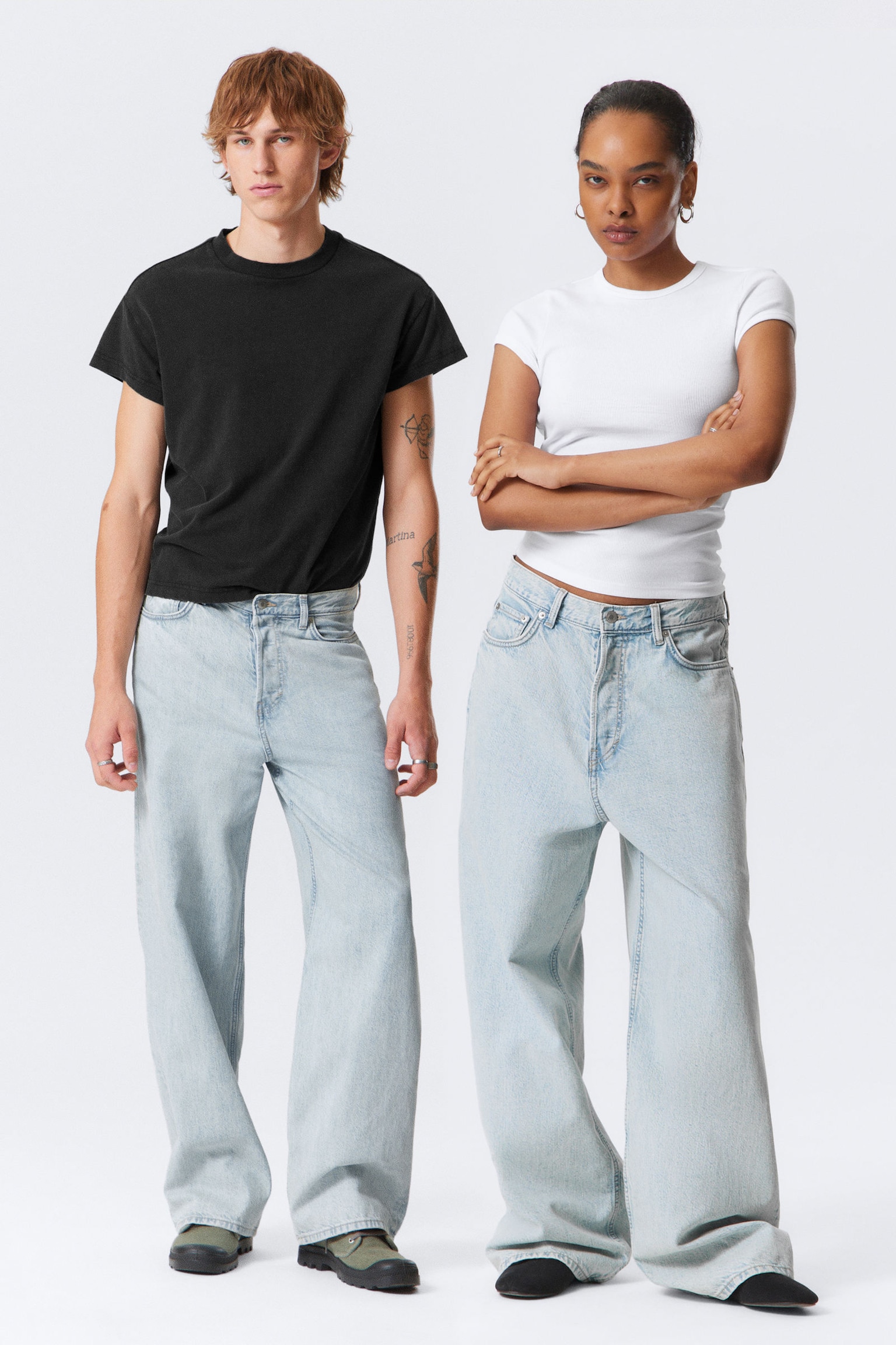 astro loose baggy leg jeans - Snow Blue - Light Blue | Weekday DK