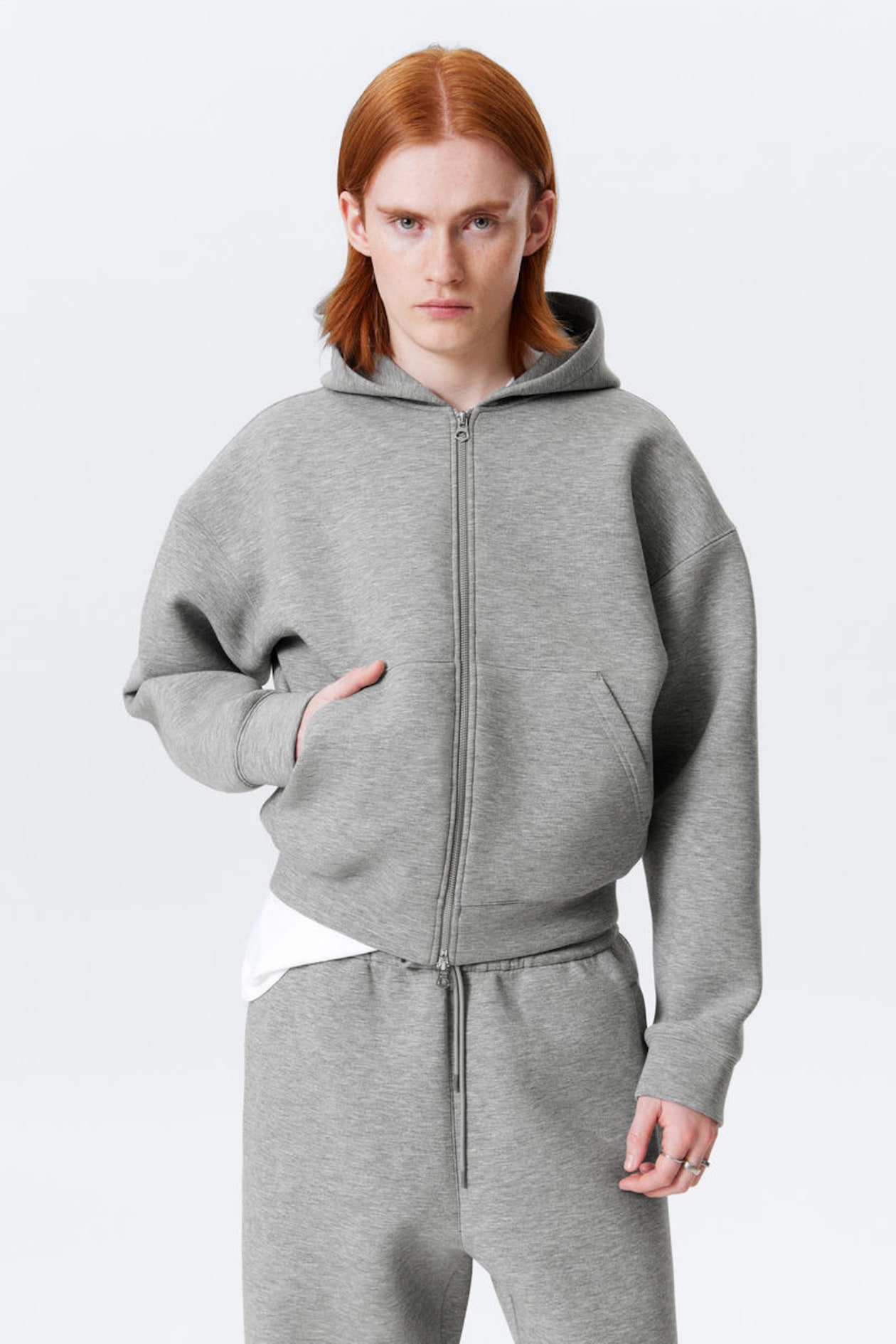 simon scuba zip hoodie - Grey Melange | Weekday GB