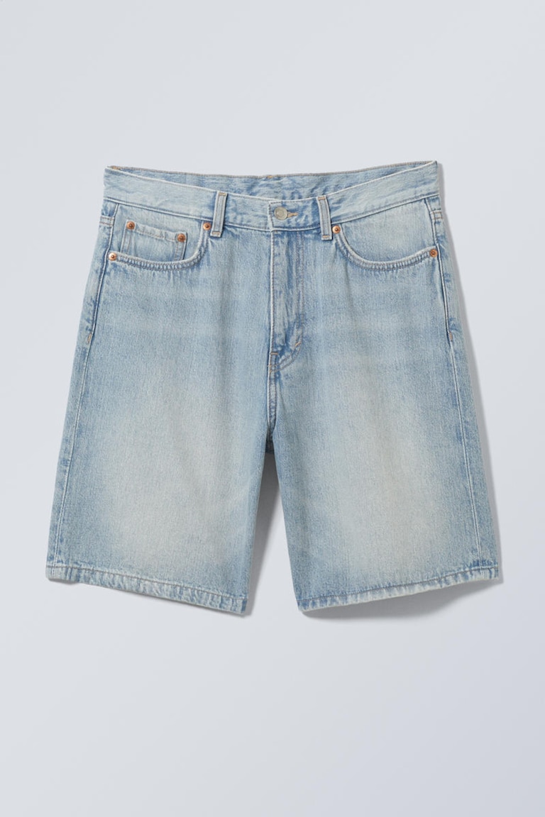 galaxy mid waist loose denim shorts - Lip Blue - Ljusblå | Weekday SE
