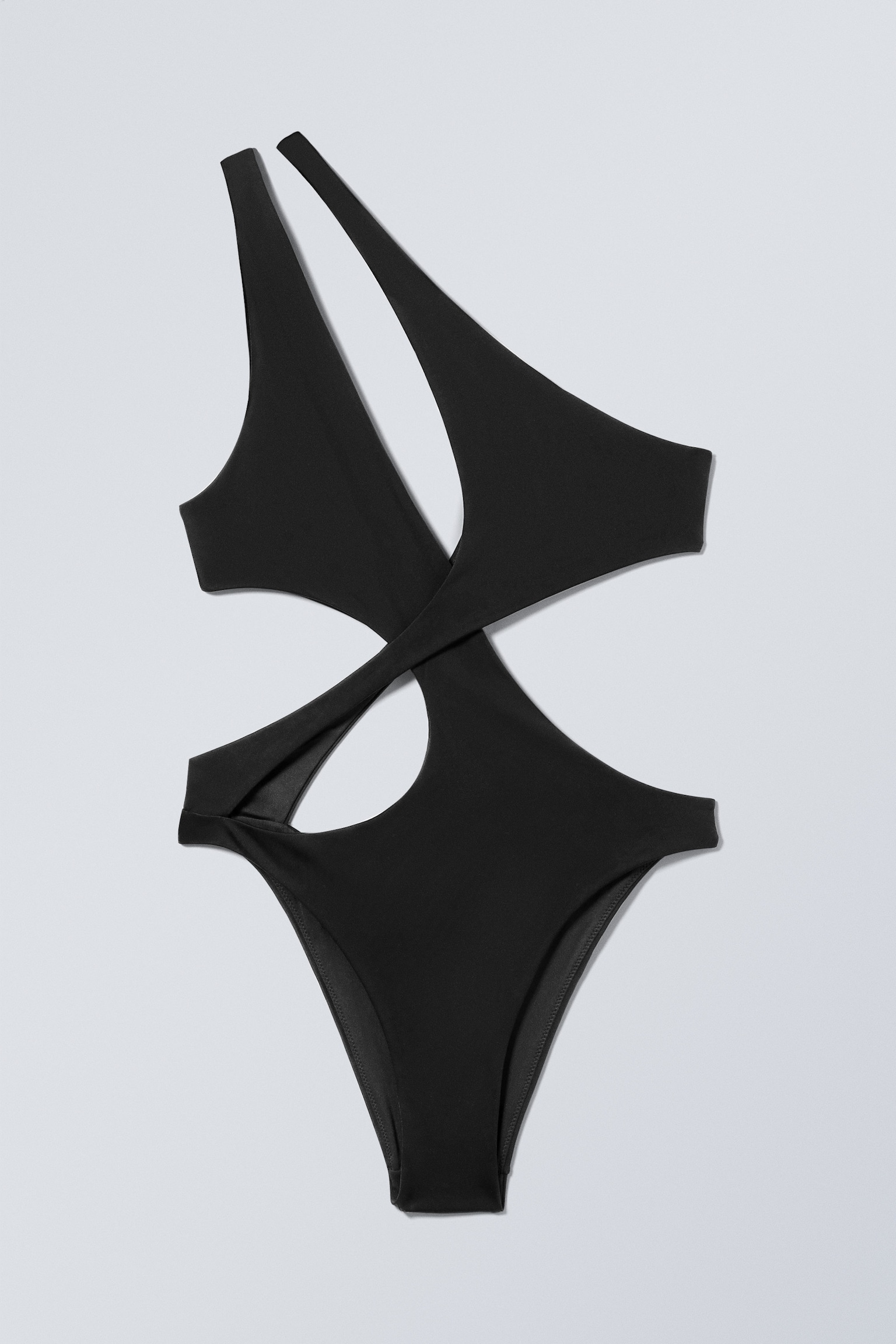 sculptural asymmetric cut-out swimsuit - Dark Grey | Weekday WW