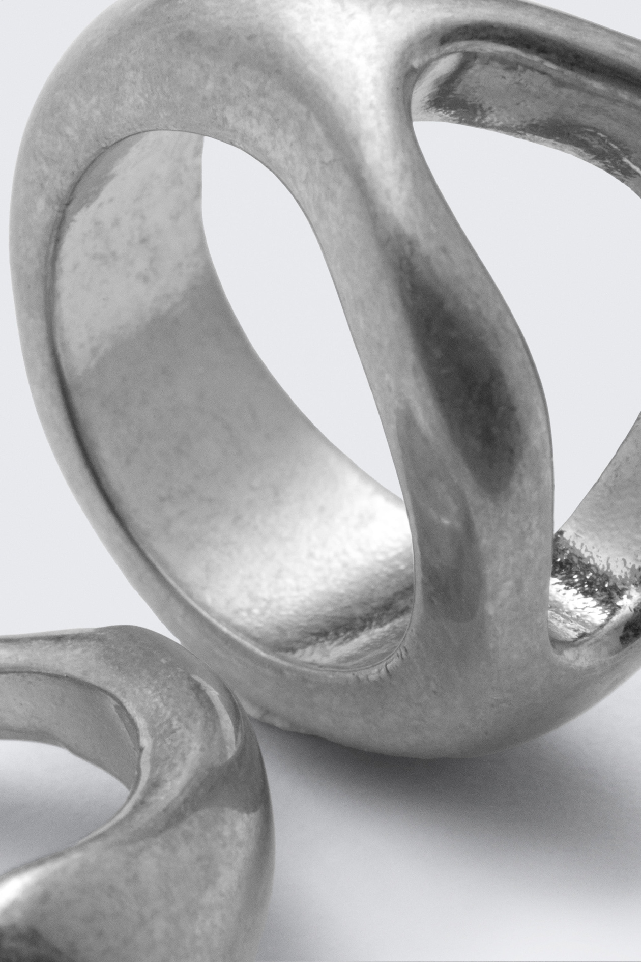 2-pack chunky sculptural rings - Dusty Silver | Weekday WW