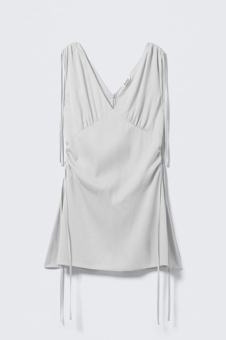 v-neck sleeveless strap mini dress - Light Grey | Weekday WW