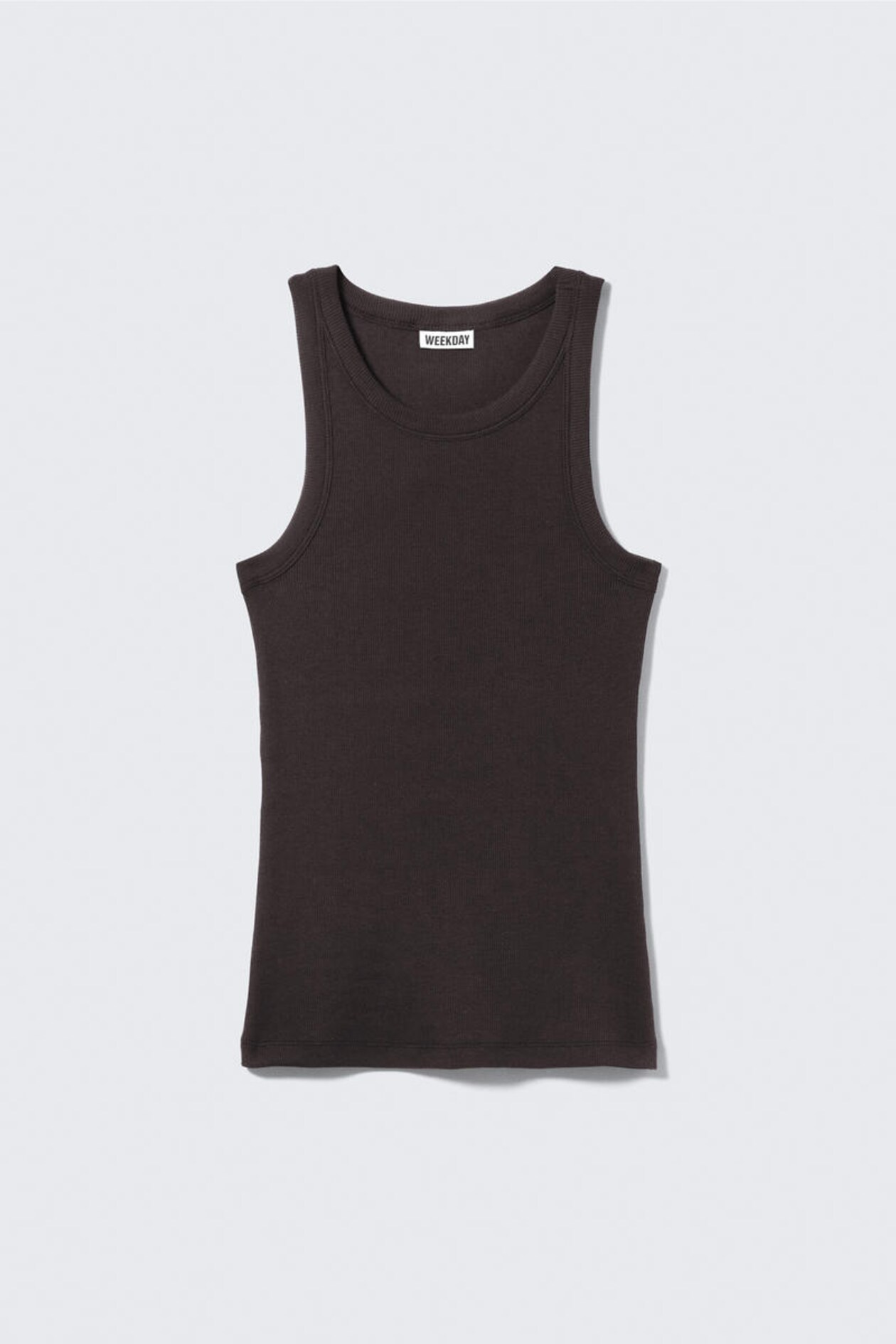 fitted rib tank top - Dark Brown | Weekday WW