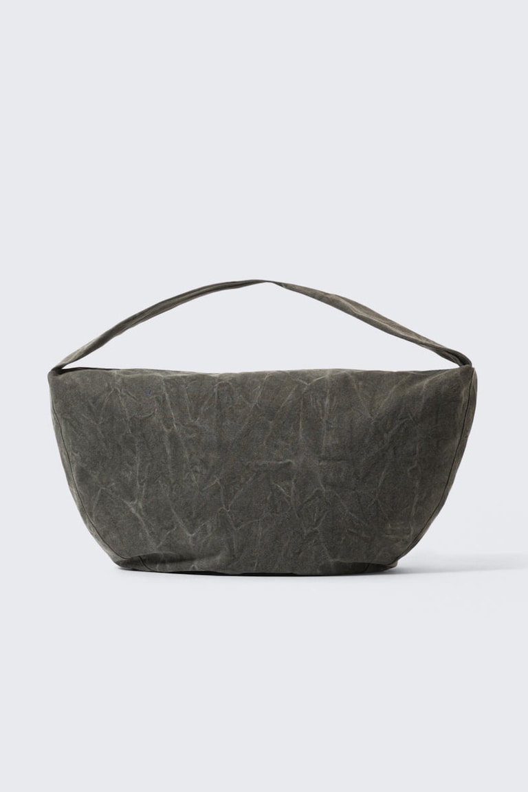washed cotton crossbody bag - Dark Khaki Green | Weekday WW