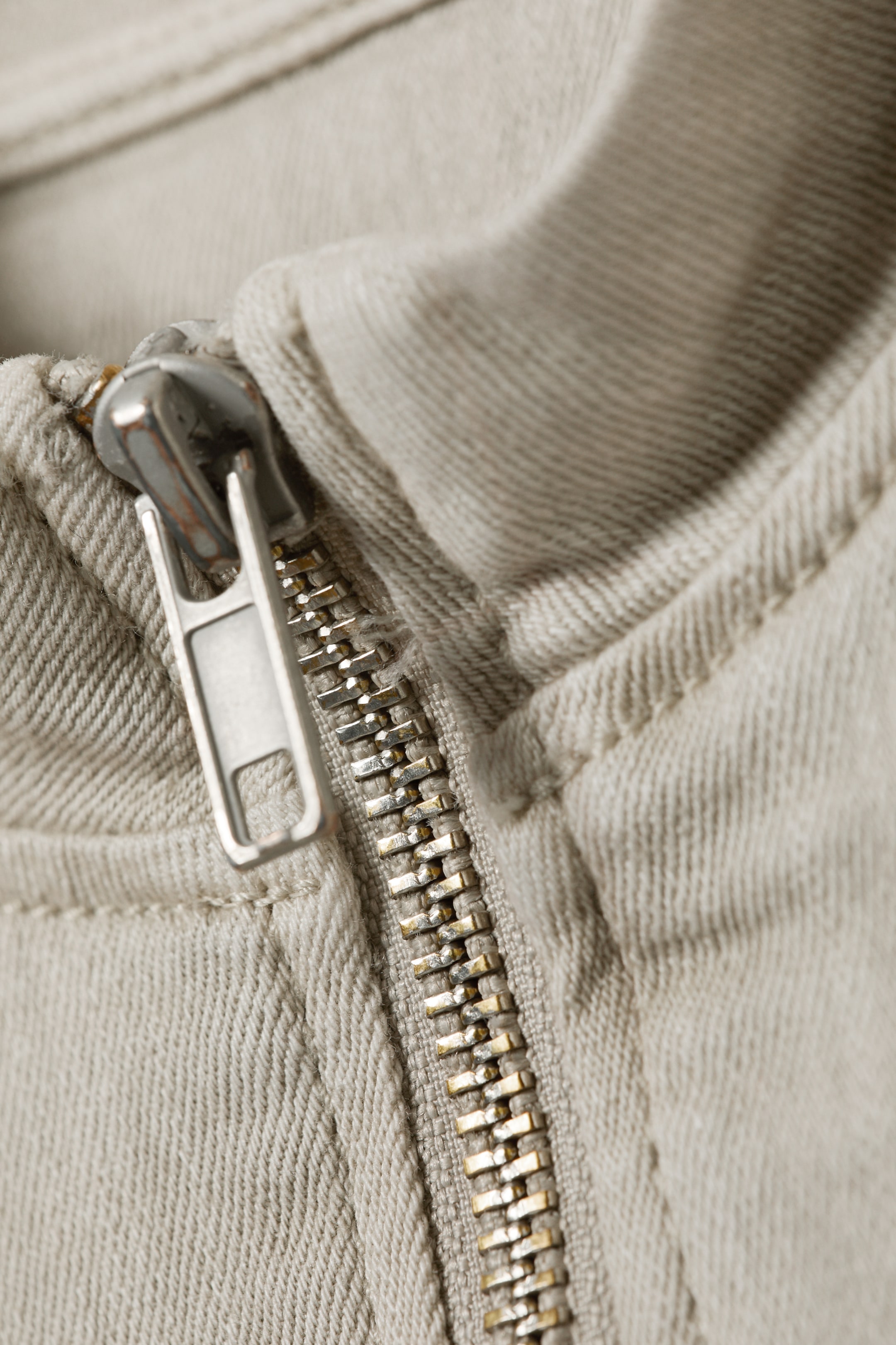 Slim katoenen jack met rits en structuur - Lichtbeige - DAMES | H&M NL