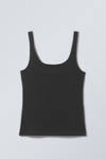 fitted square neck tank top - Dark Grey | Weekday GB