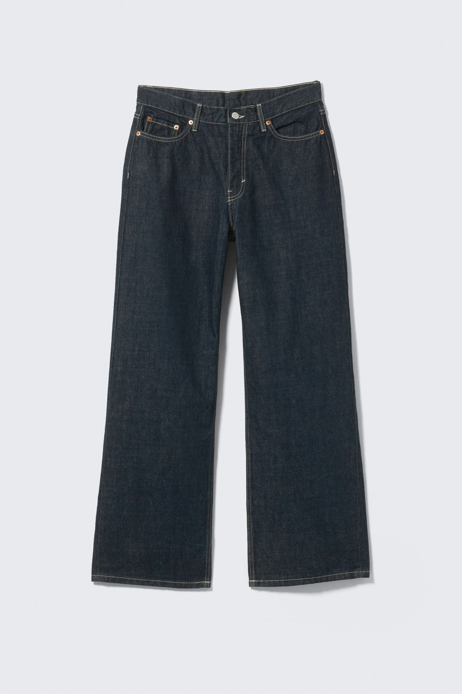 dynasty low rise loose wide leg jeans - Blue Rinse - Dark Blue | Weekday WW