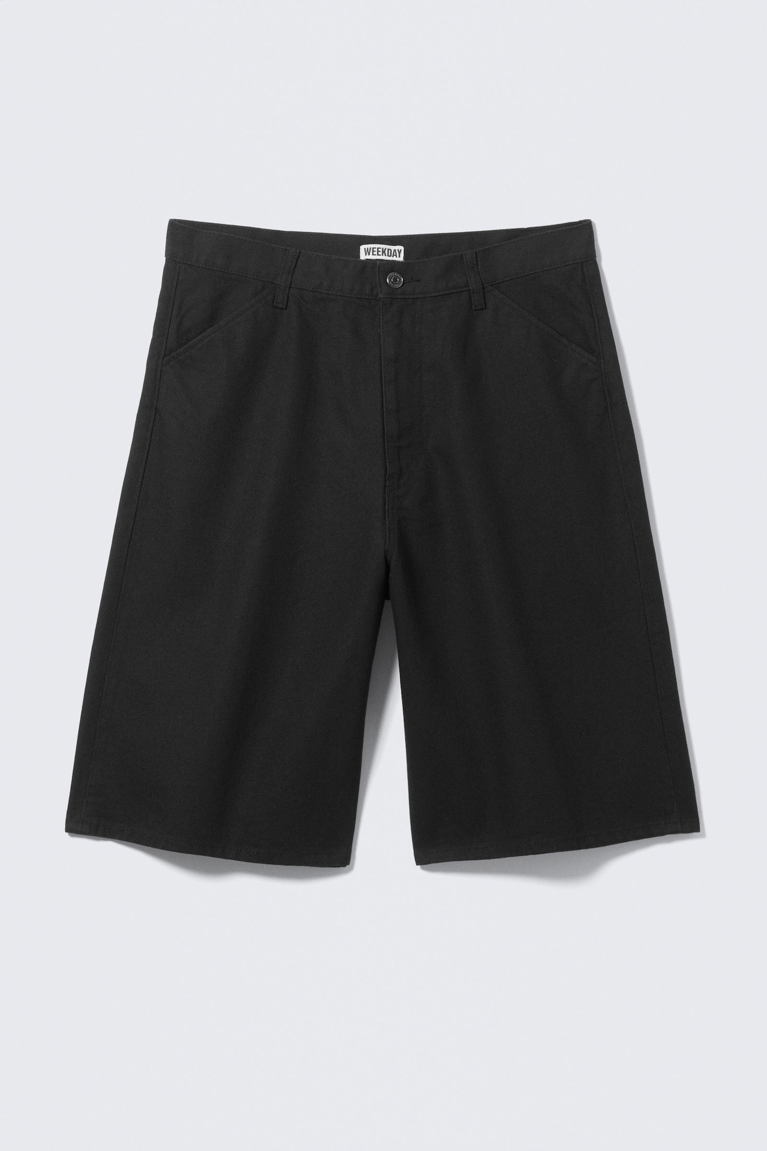 astro loose baggy linen-blend shorts - Black | Weekday DK