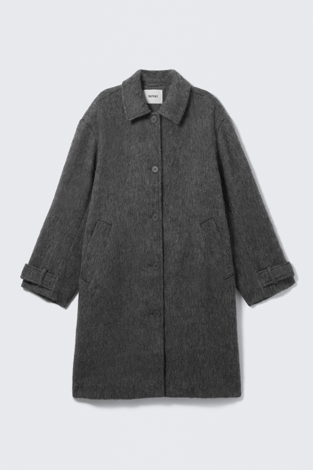 Women's Dusty Dark Grey Melange Knee-Length Single-Breasted Coat | H&M GB