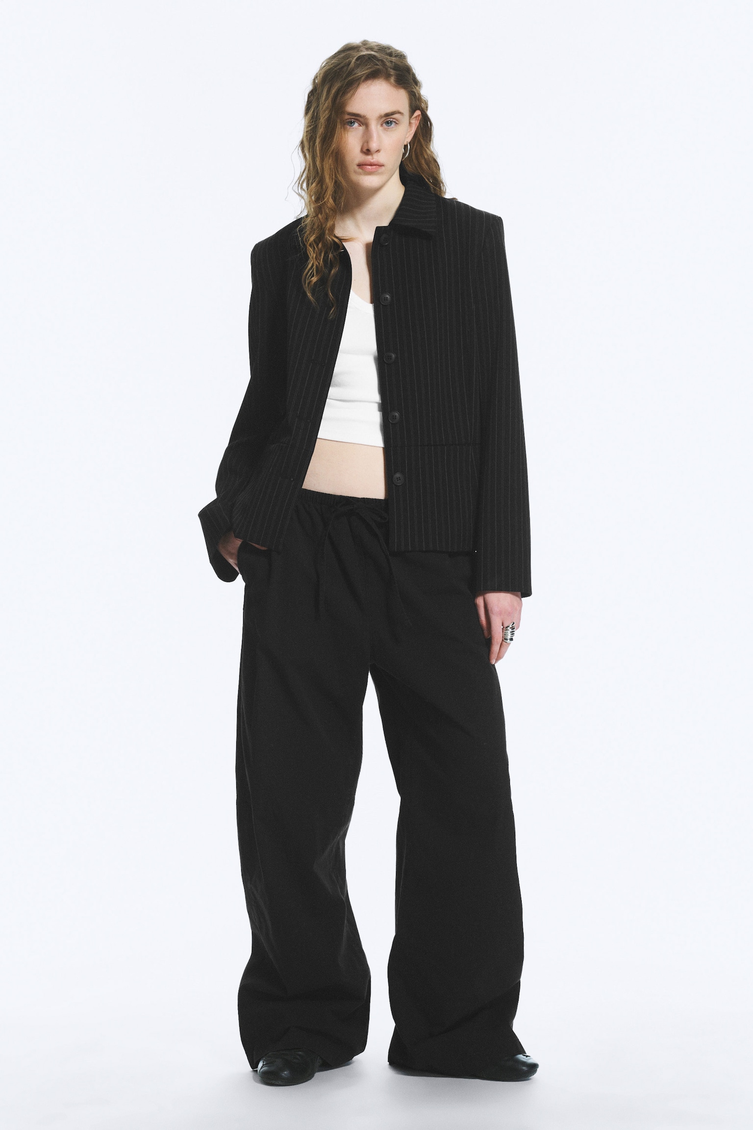 loose fit washed ripstop trousers - Black | Weekday WW