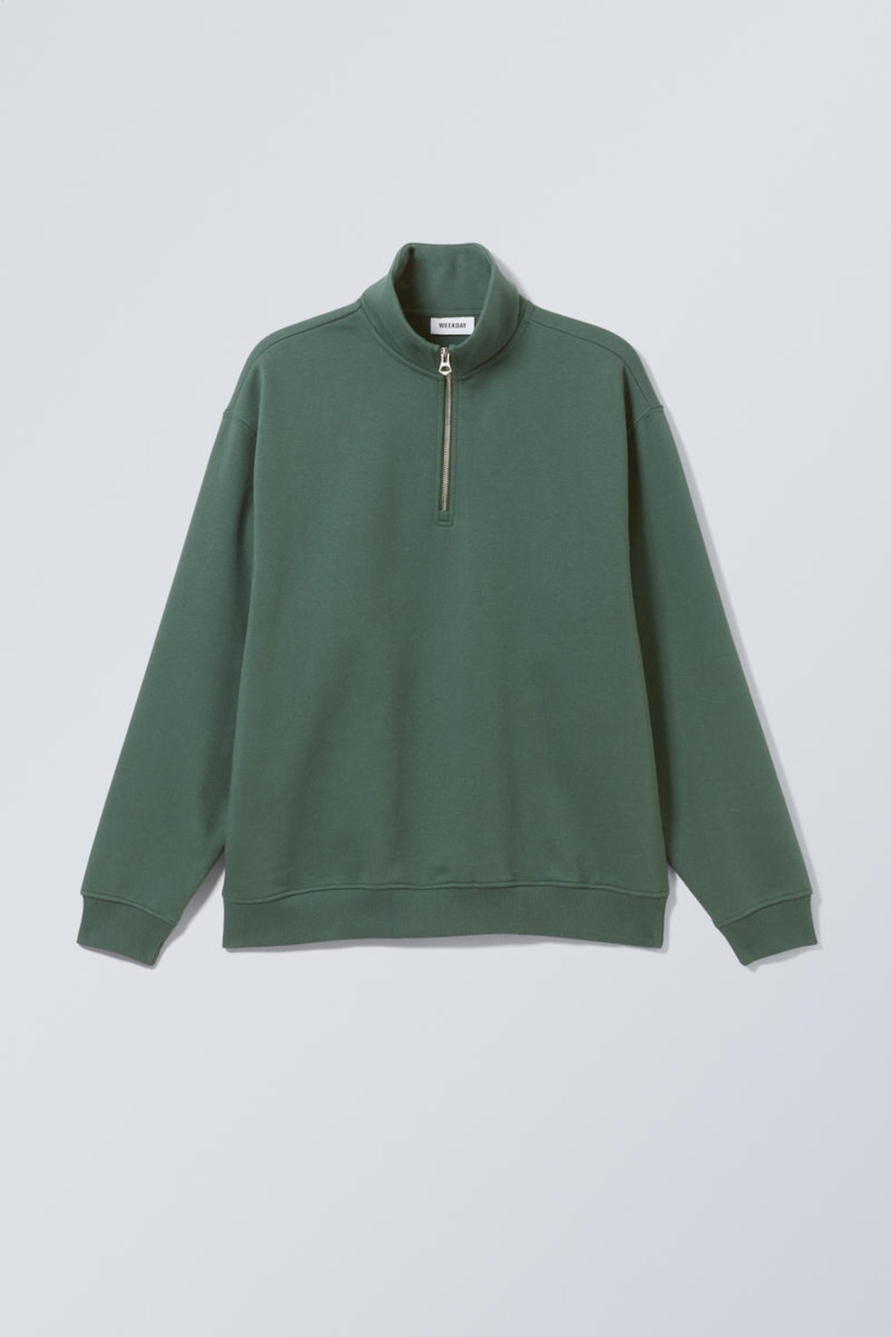 relaxed heavy half zip sweater - Dark Green | Weekday GB