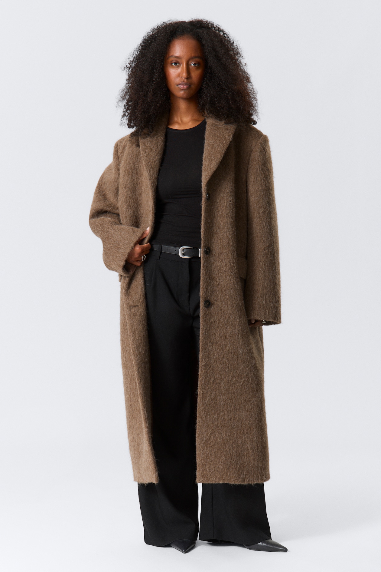 OVERSIZE ULD-BLEND FRACKE - Hairy Dark Beige - DAME | H&M DK