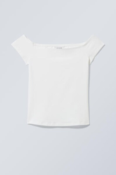 off shoulder t-shirt - White | Weekday WW