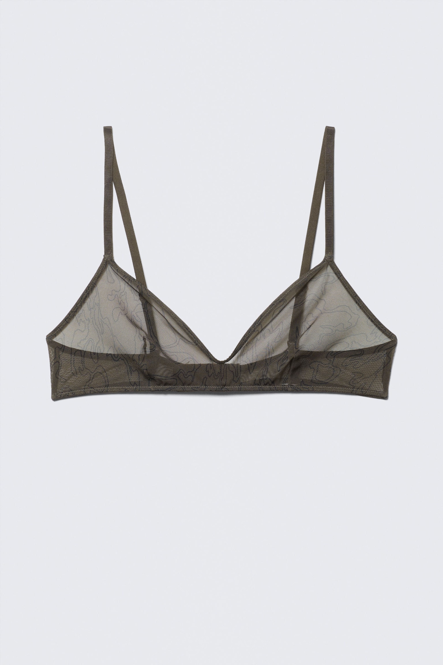 mila printed mesh triangle bra - Dark Brown | Weekday WW