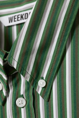 oversized striped button-down shirt - Green Stripe | Weekday WW