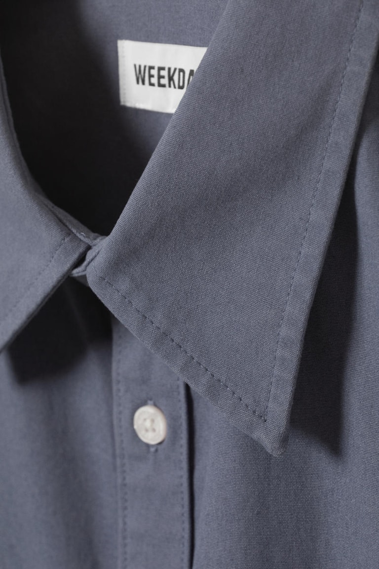 crisp cotton short sleeve shirt - Dusty Blue | Weekday WW