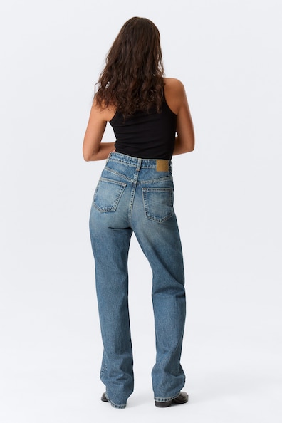 rowe super high waisted regular straight jeans - Iron Blue - Medium ...