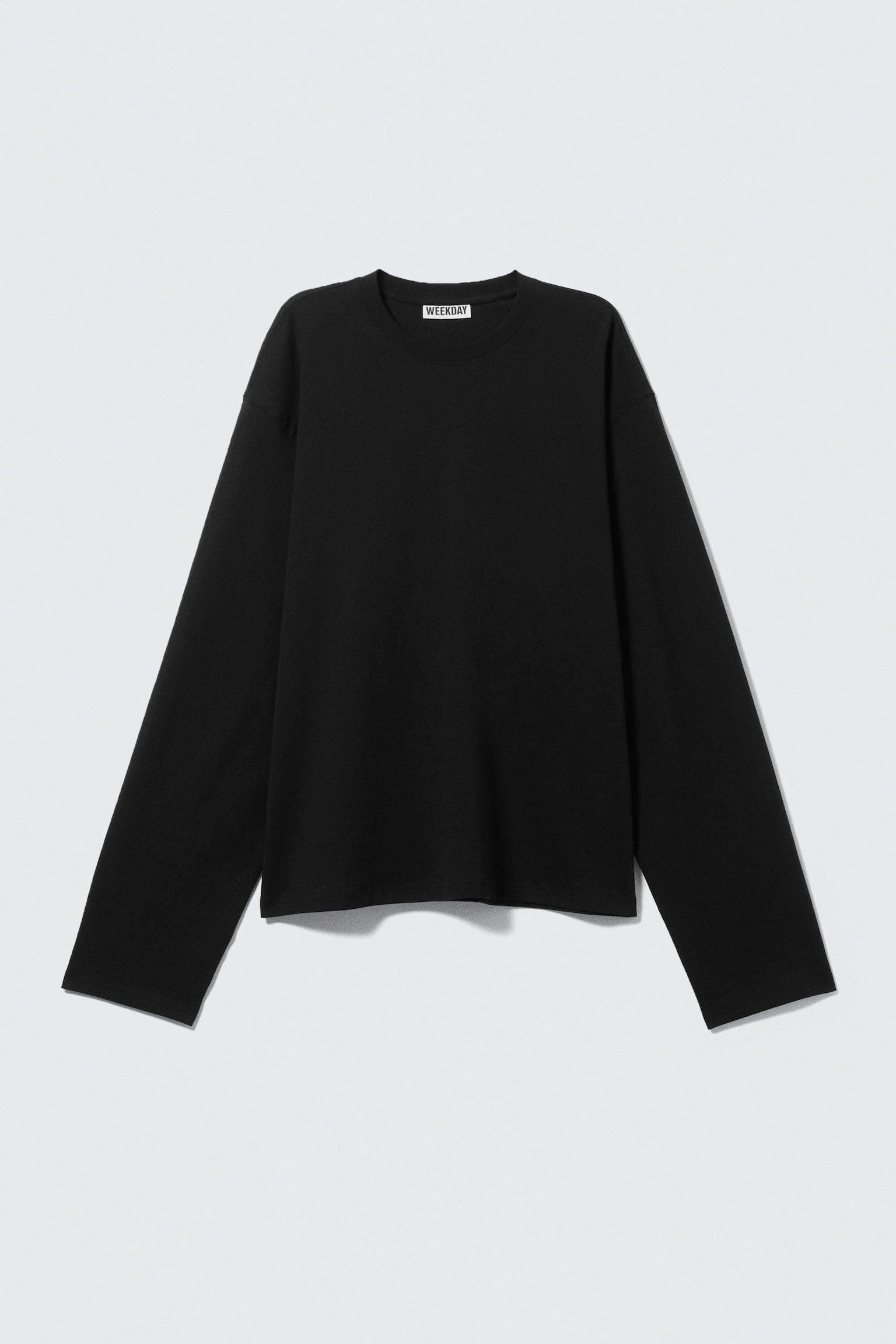 long-sleeved boxy cotton t-shirt - Black | Weekday WW