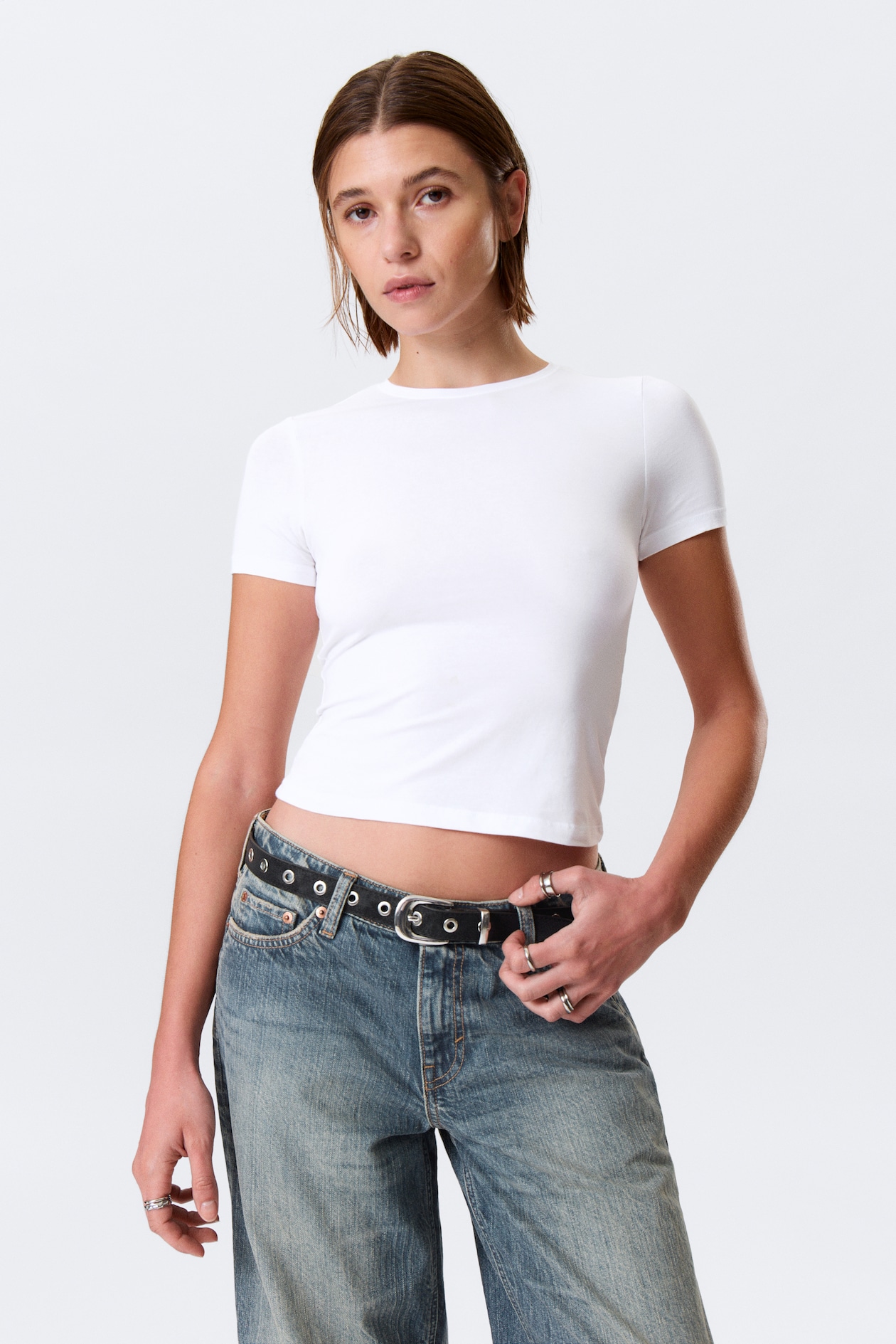 Women's White Slim Fitted T-shirt | H&M GB