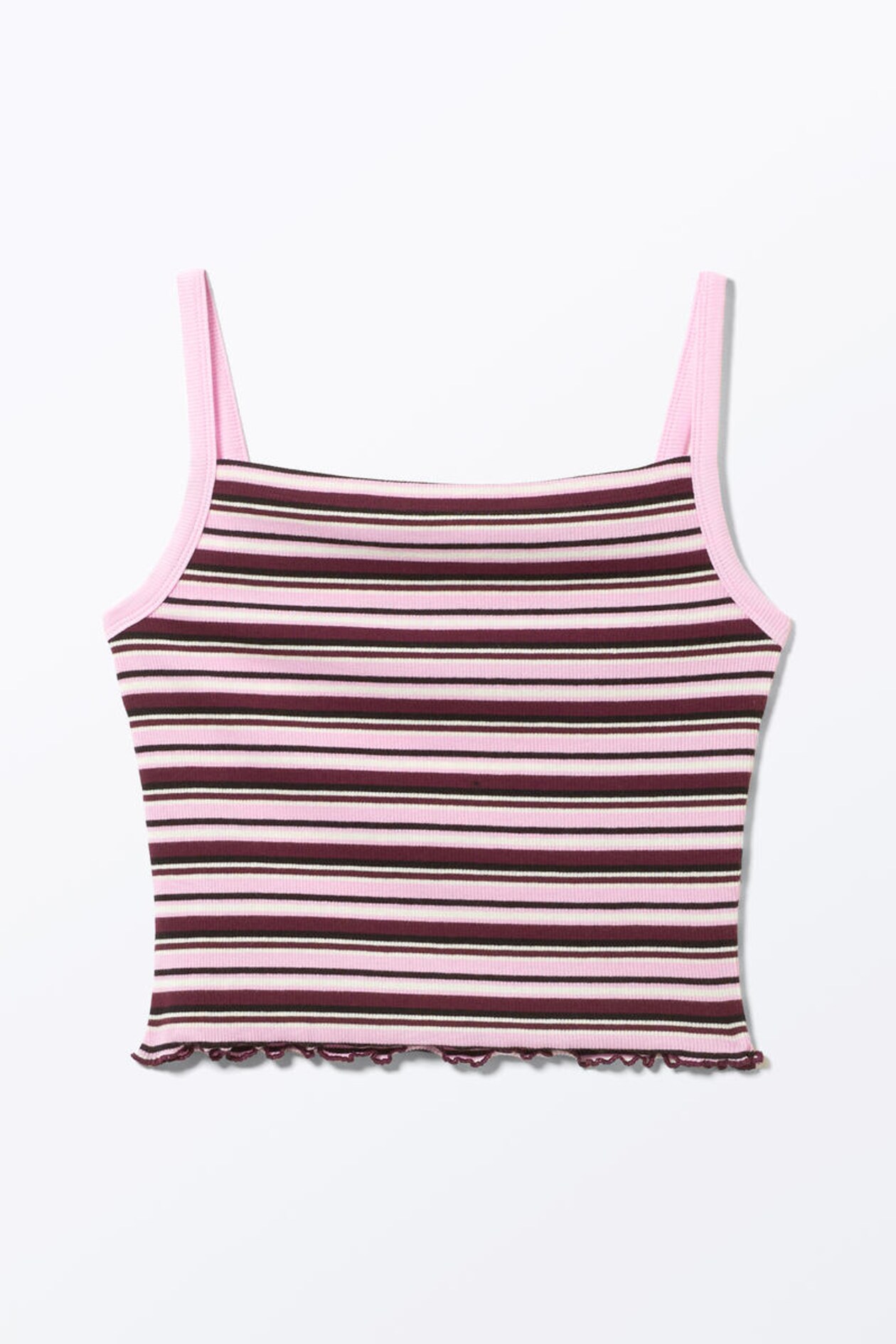 cropped ribbed tank top - Dark Red Stripe | Monki WW