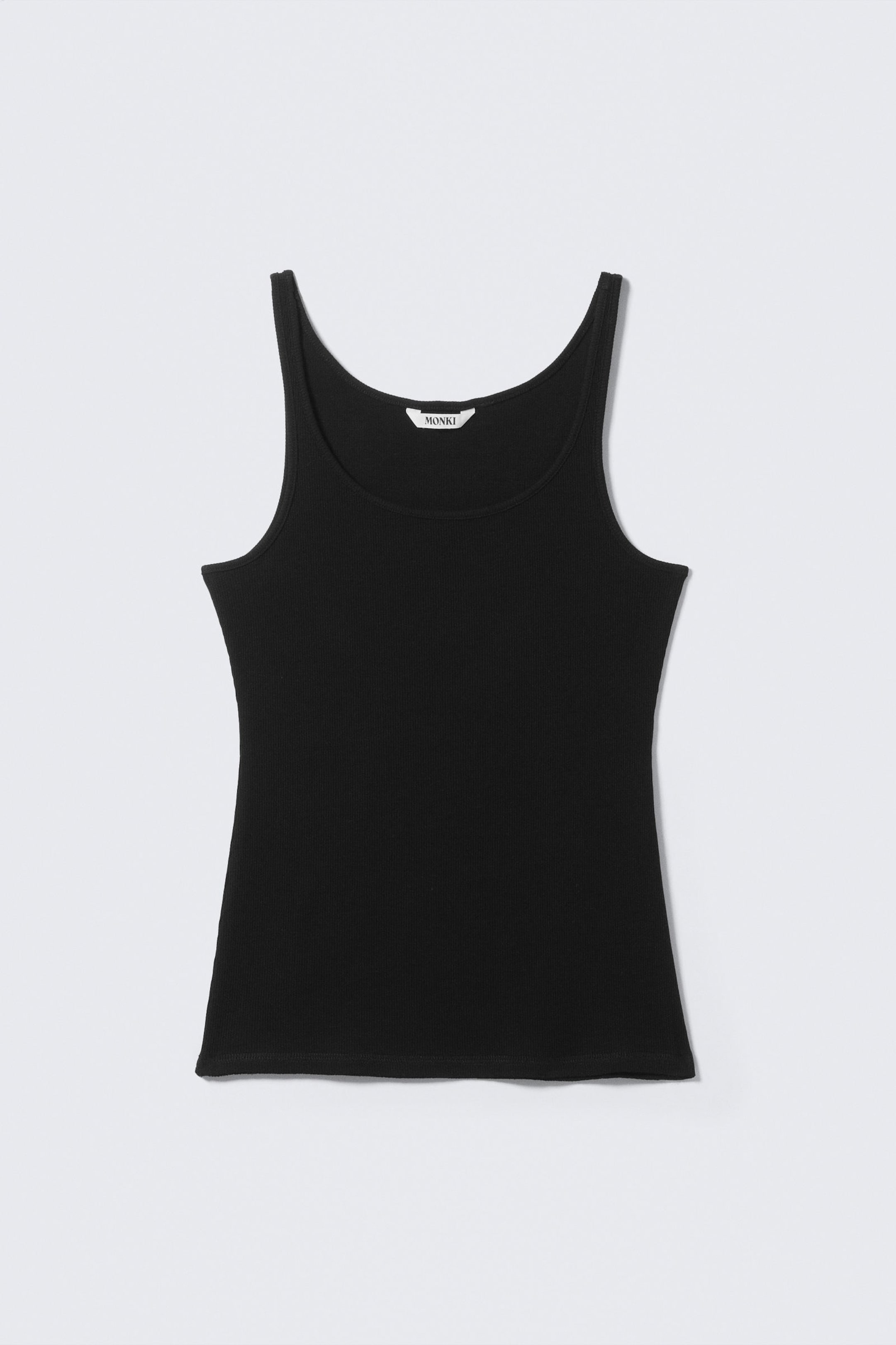 ribbed scoop neck tank top - Black | Monki WW