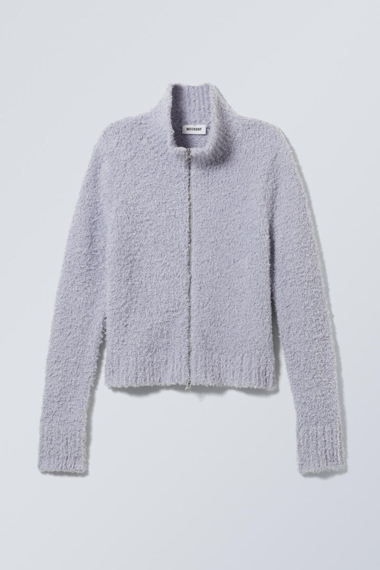 carla zip hairy cardigan - Dusty Lilac | Weekday DK