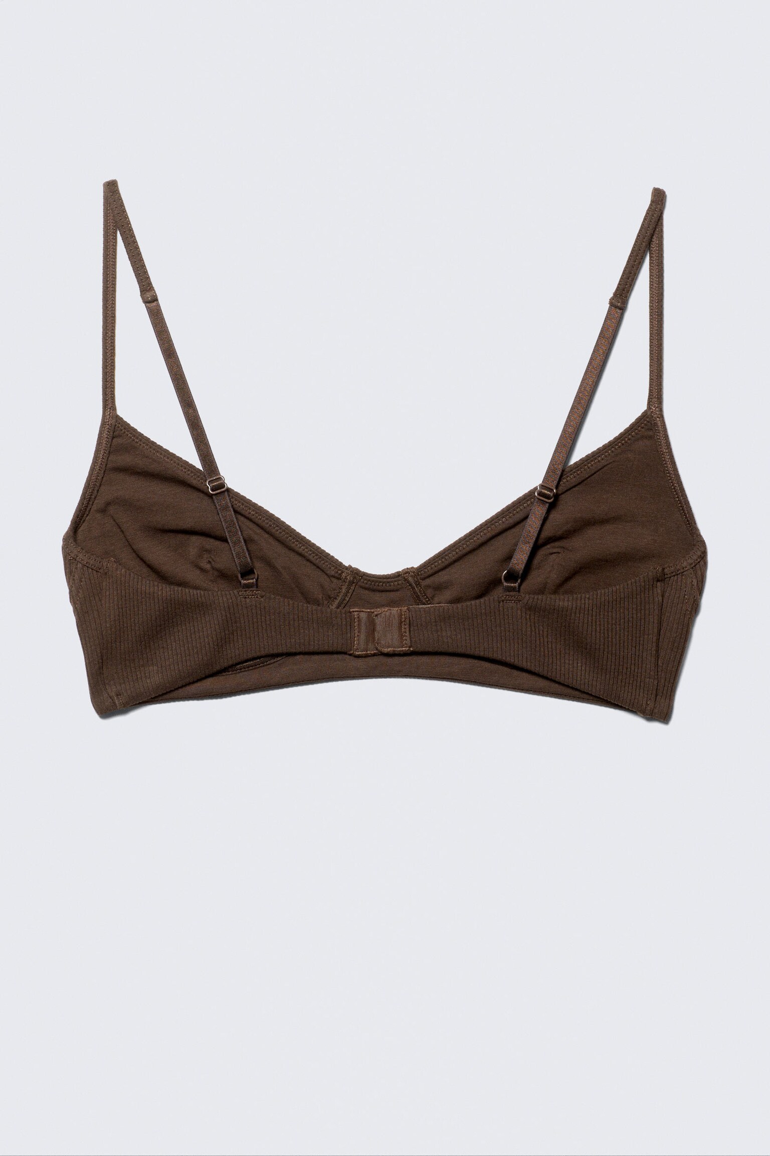 stella ribbed v-neck cotton bra - Dark Brown | Weekday WW