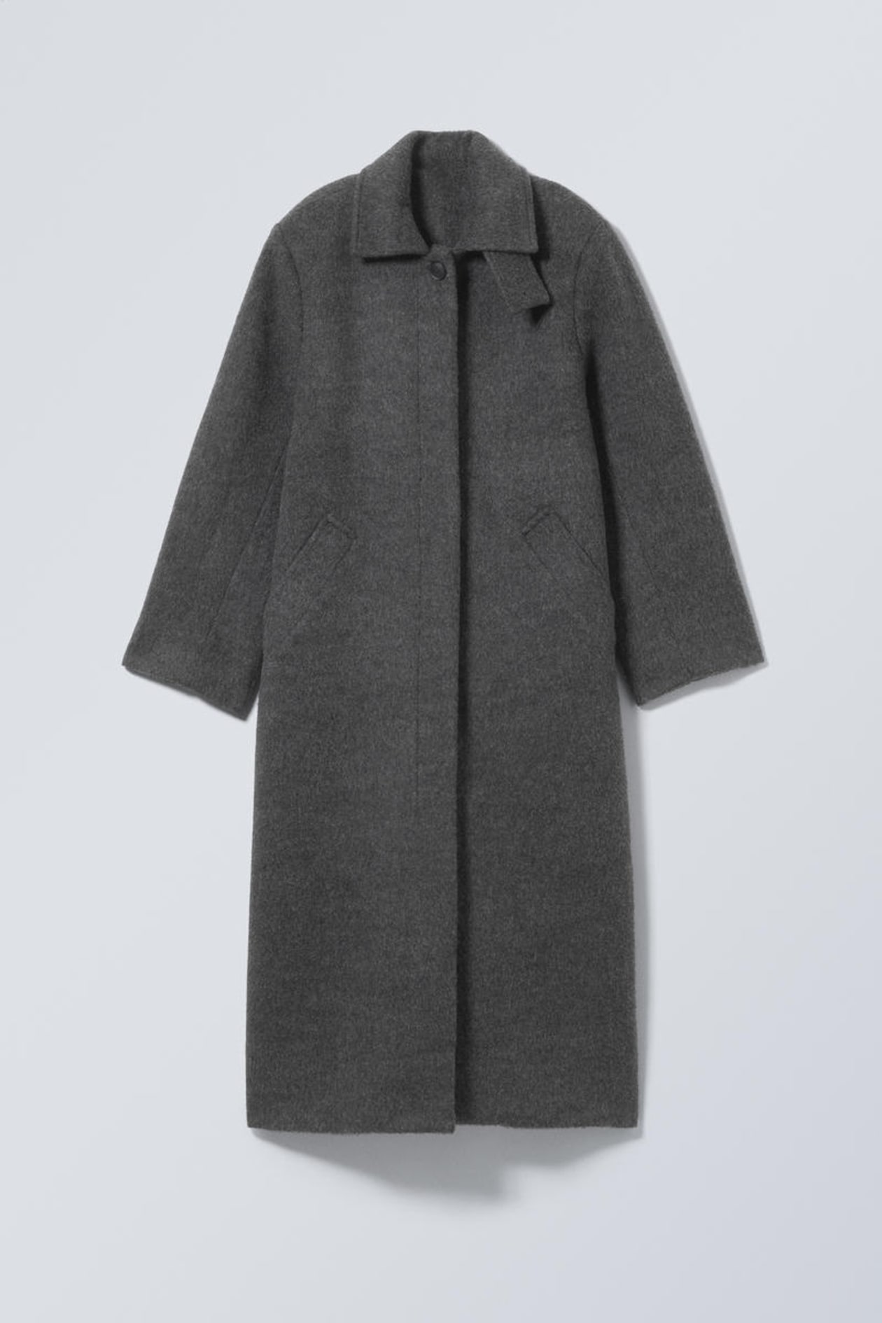 long hairy oversized wool-blend coat - Dark Grey Melange | Weekday WW