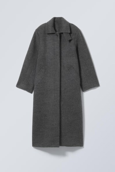 long hairy oversized wool-blend coat - Dark Grey Melange | Weekday WW