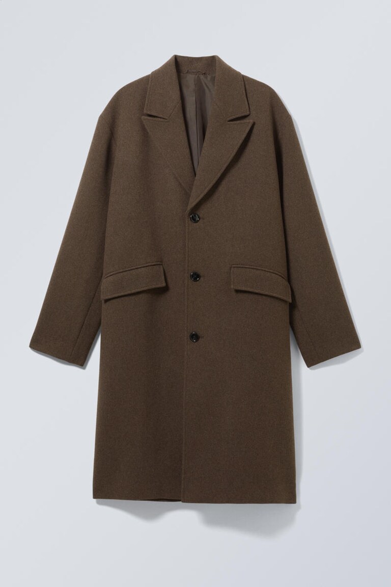single breasted wool-blend coat - Dark Brown | Weekday WW