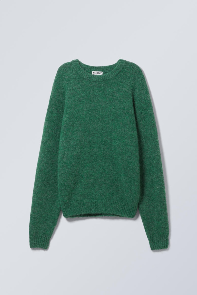 regular knitted wool-blend sweater - Dark Green | Weekday GB