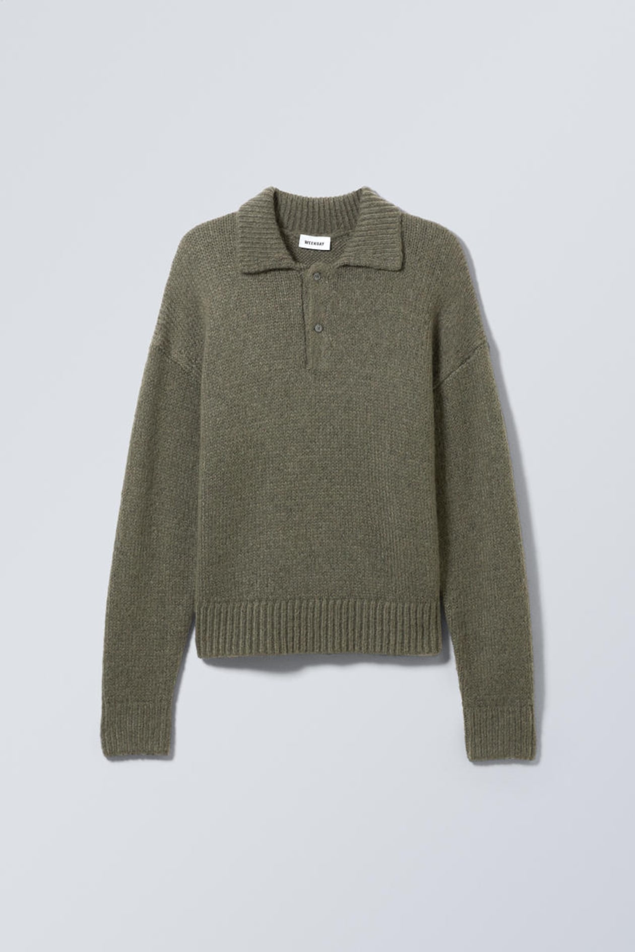 bobby relaxed knitted polo sweater - Khakigrön | Weekday SE