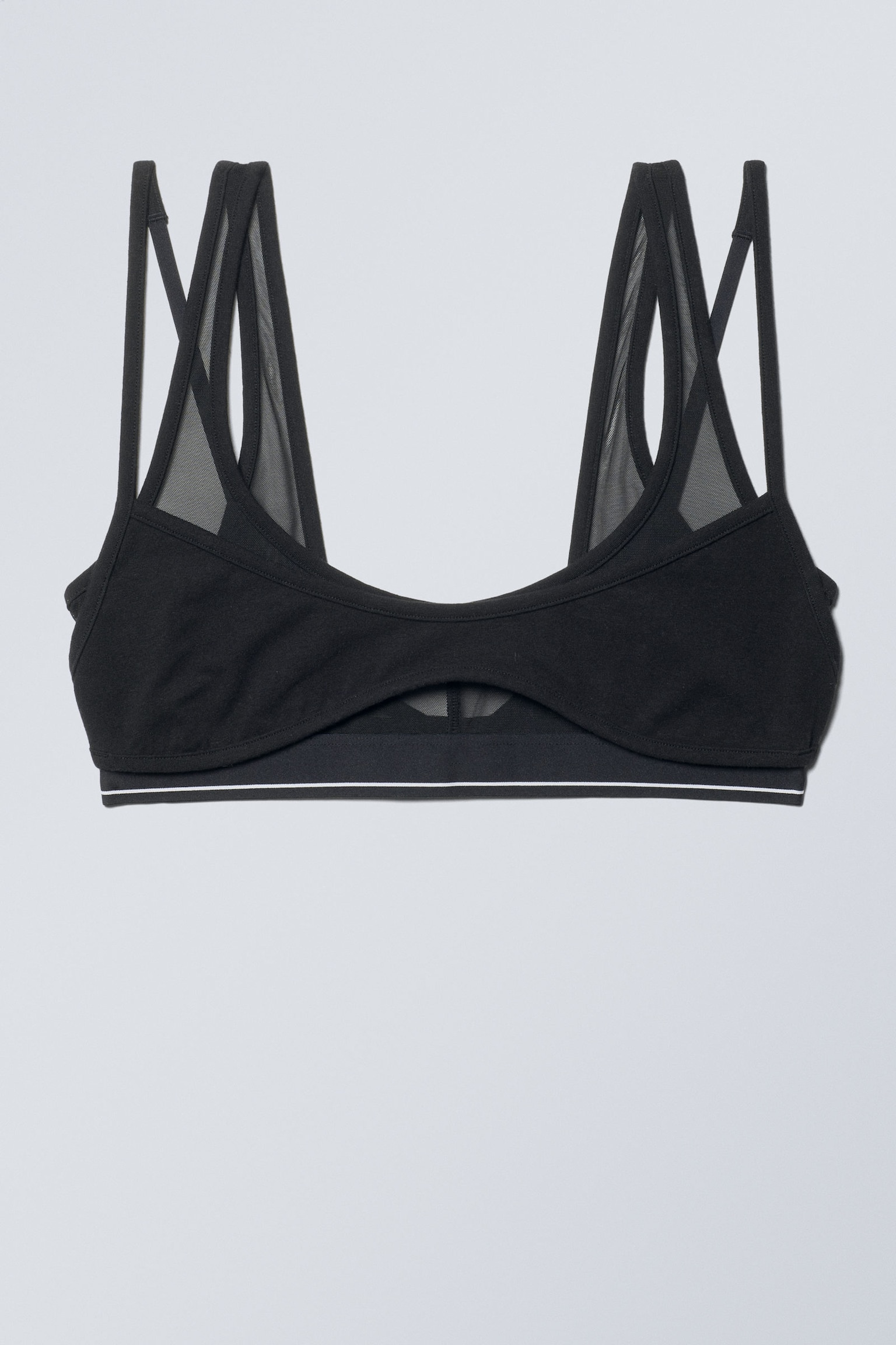 layered cotton mesh bra - Black Black | Weekday EU