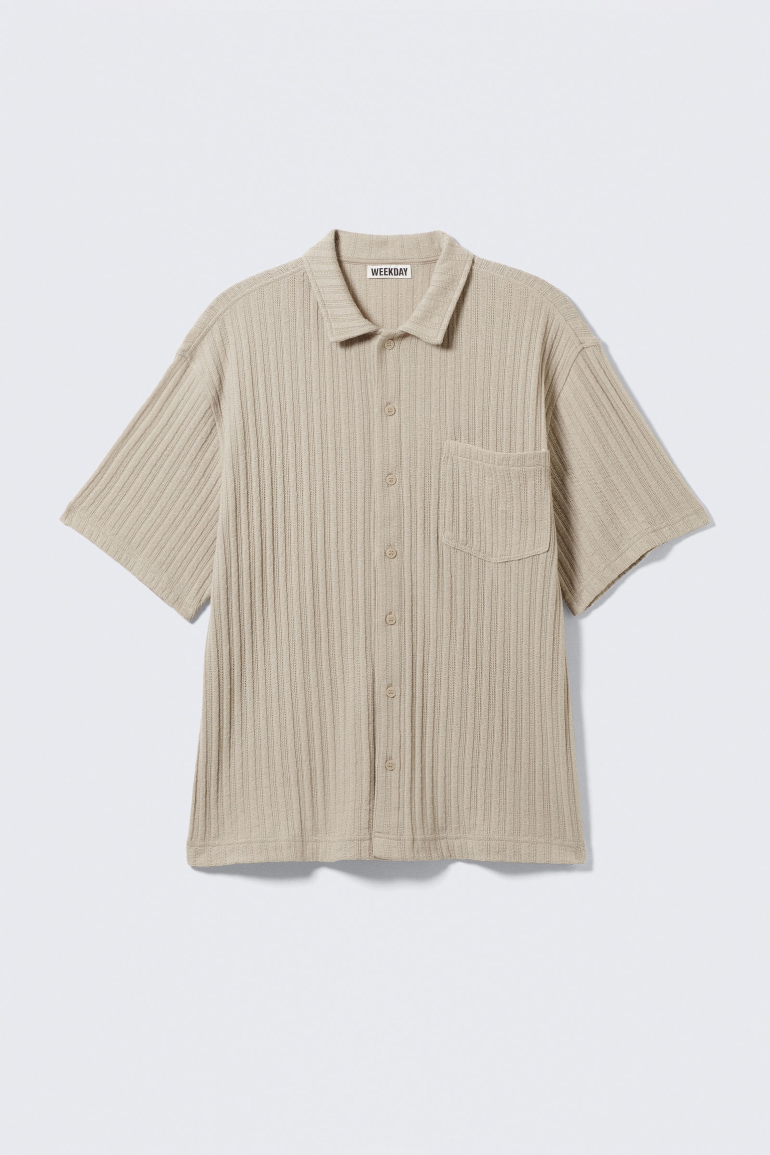 knitted short-sleeved button-up shirt - Dusty Mole | Weekday WW
