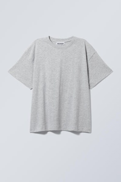 relaxed boxy cotton t-shirt - Grey Melange | Weekday GB