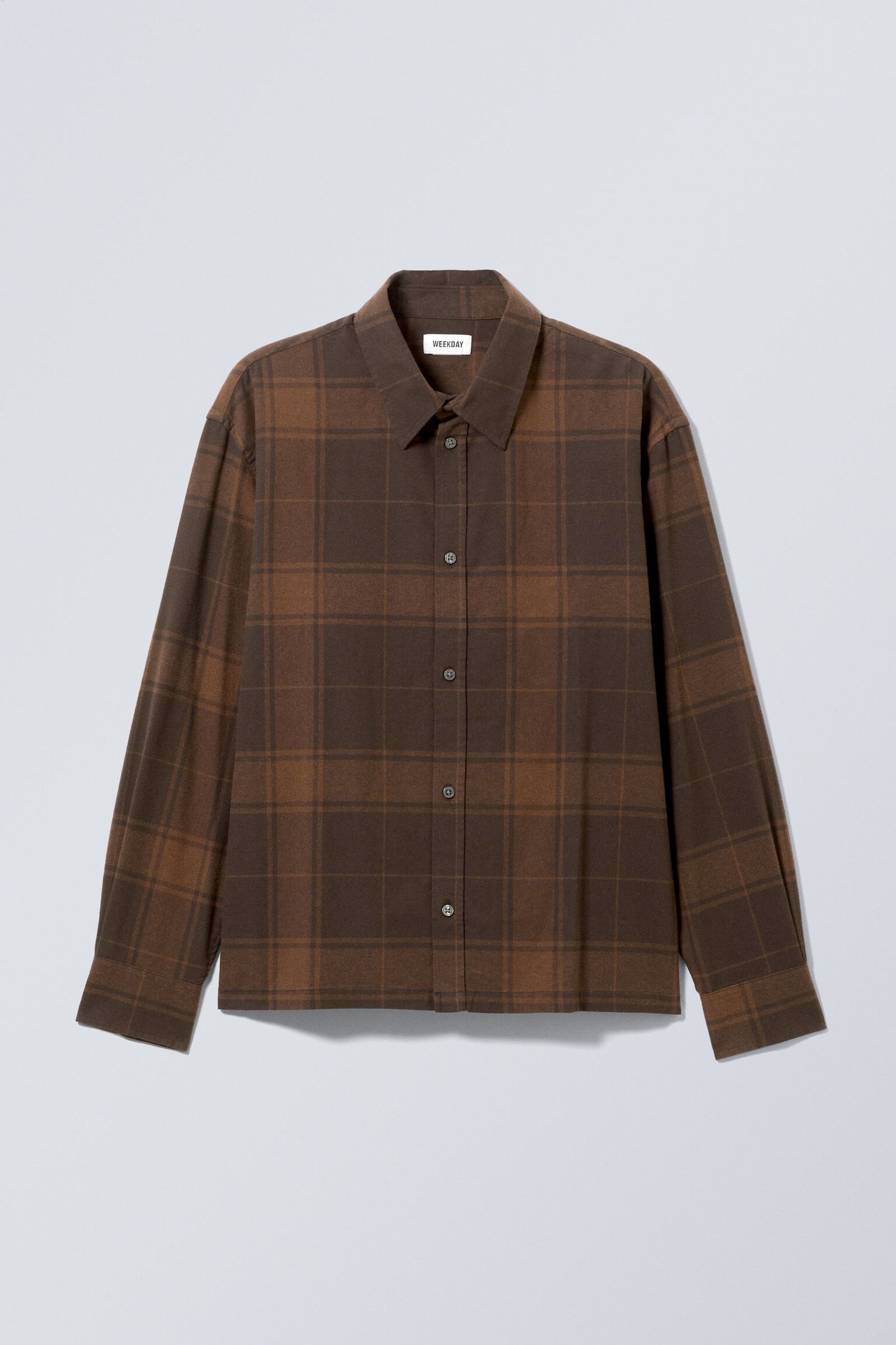 oversized boxy checked flannel shirt - Medium Brown | Weekday WW