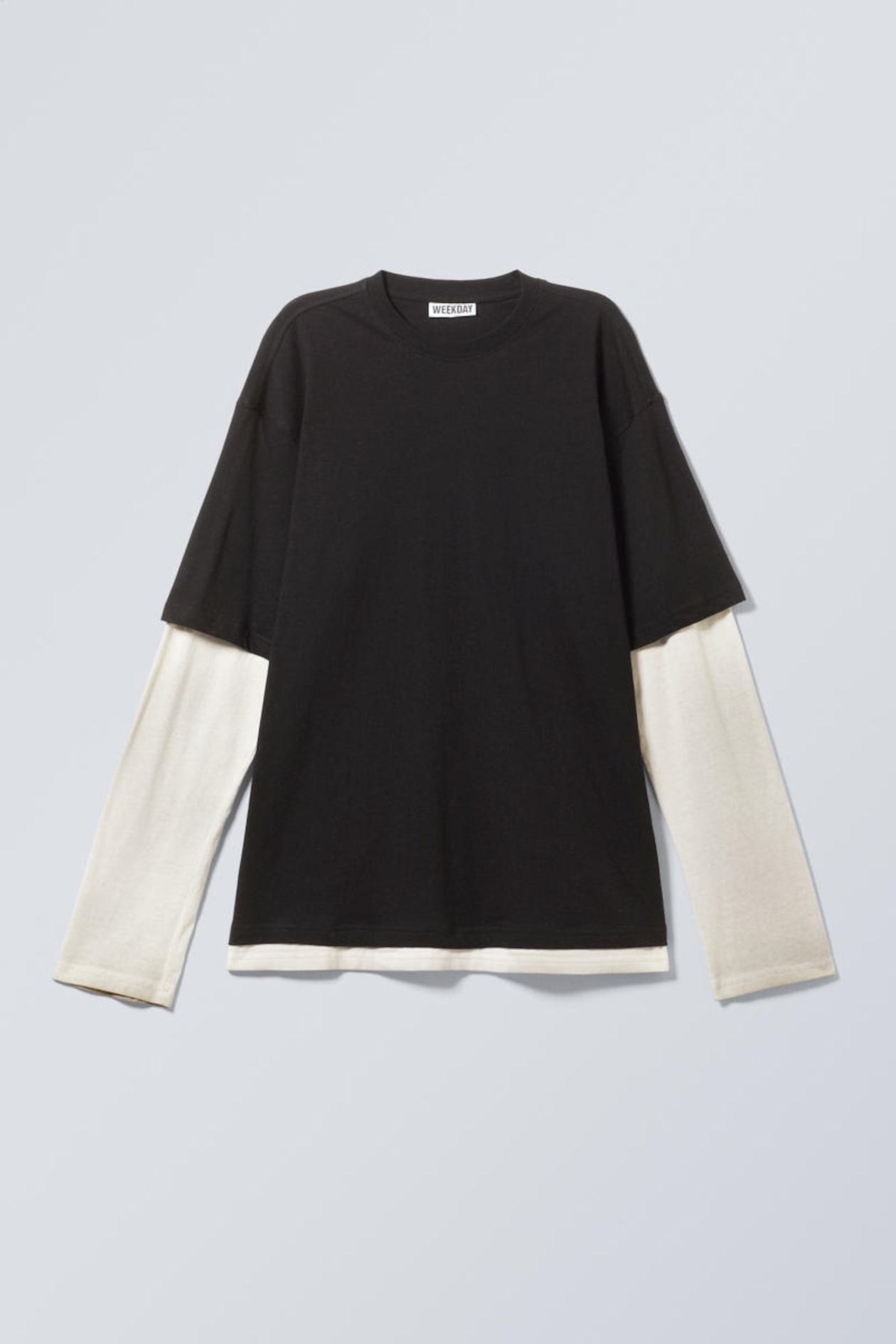 double-layered long-sleeved t-shirt - Black & White | Weekday GB