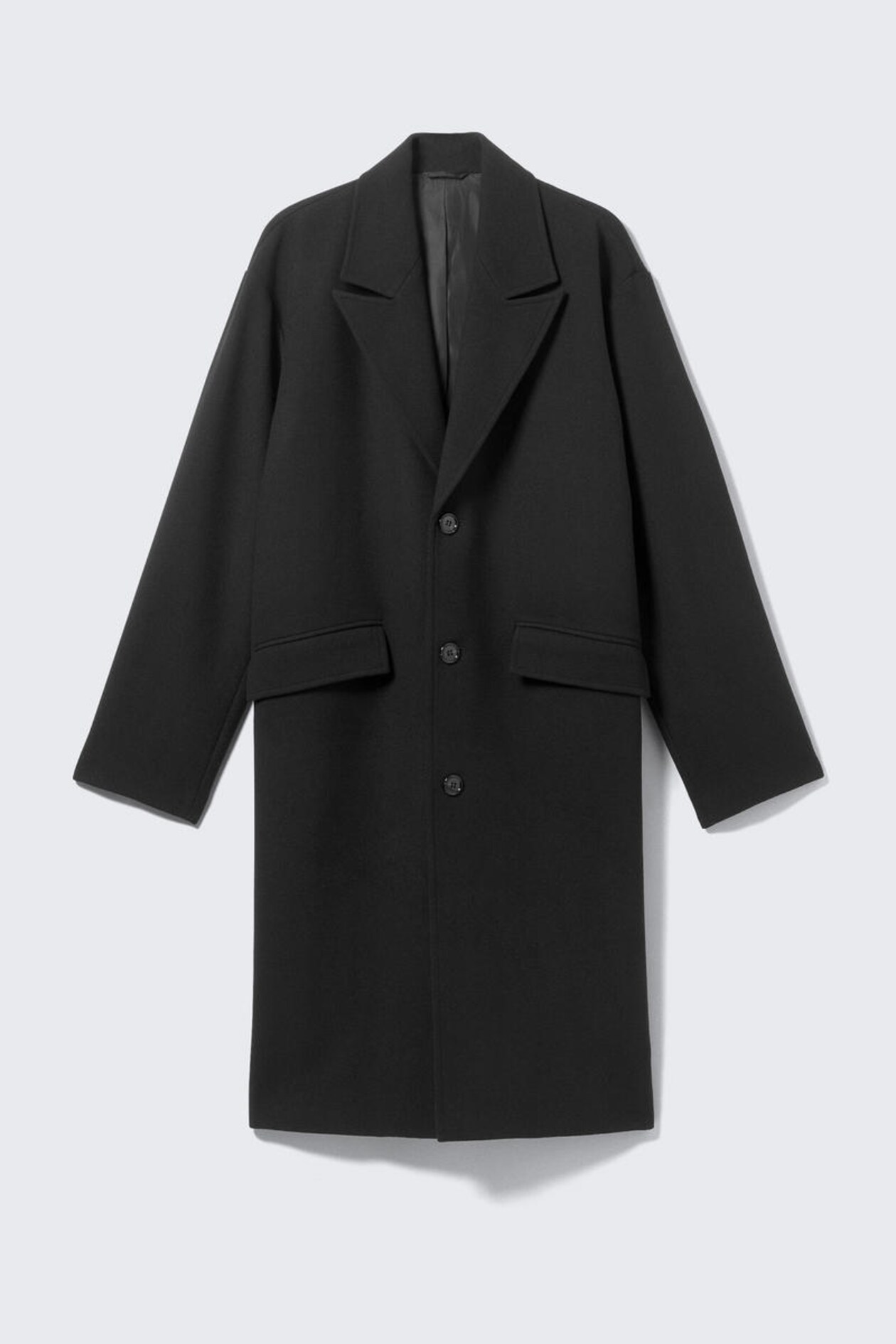 single breasted wool-blend coat - Black | Weekday GB