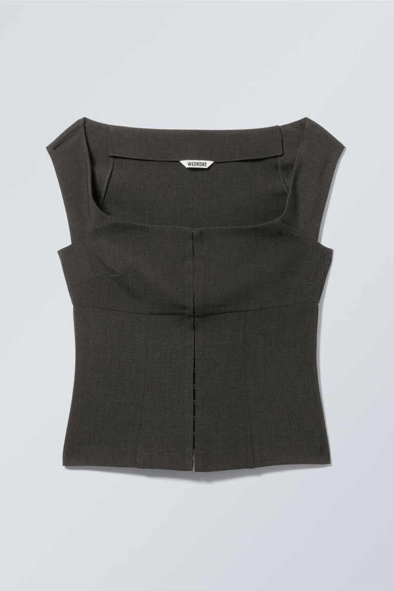 sleeveless wide neck top - Dark Grey | Weekday WW