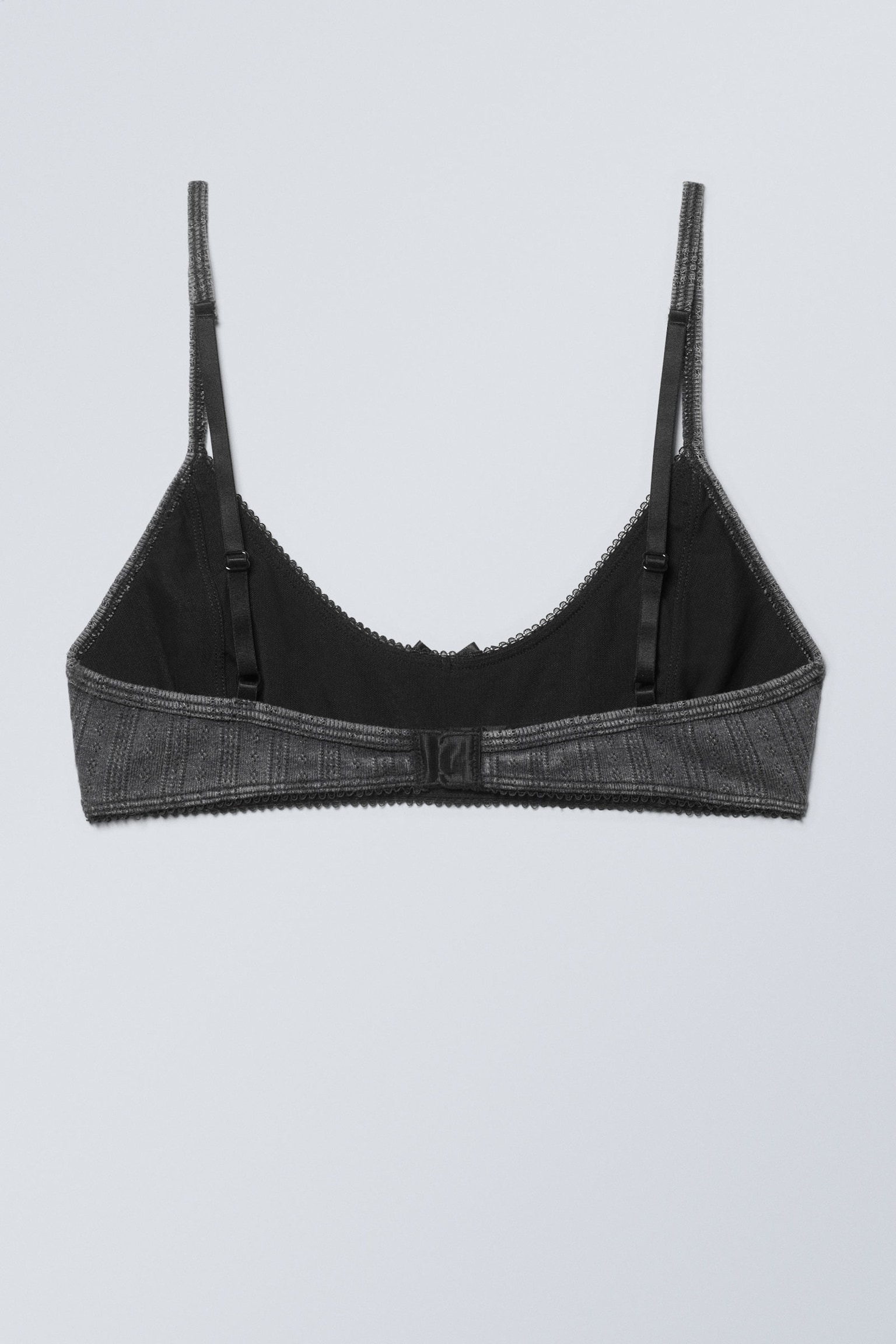 pointelle scooped cotton bra - Washed Black | Weekday GB