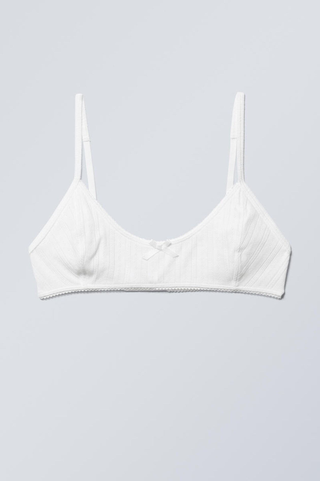 pointelle scooped cotton bra - White | Weekday WW