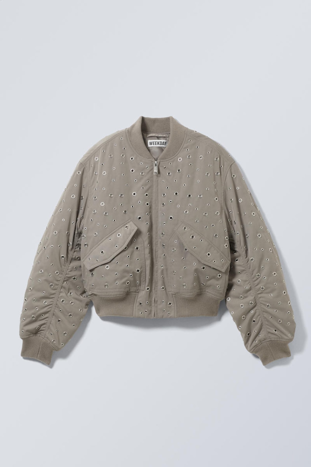 cropped eyelet bomber jacket - Dusty Mole | Weekday DE